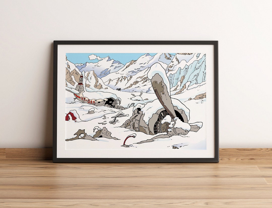 Tintin in Tibet, the Plane Wreck in the Snow. Comic Poster. Wall Art ...