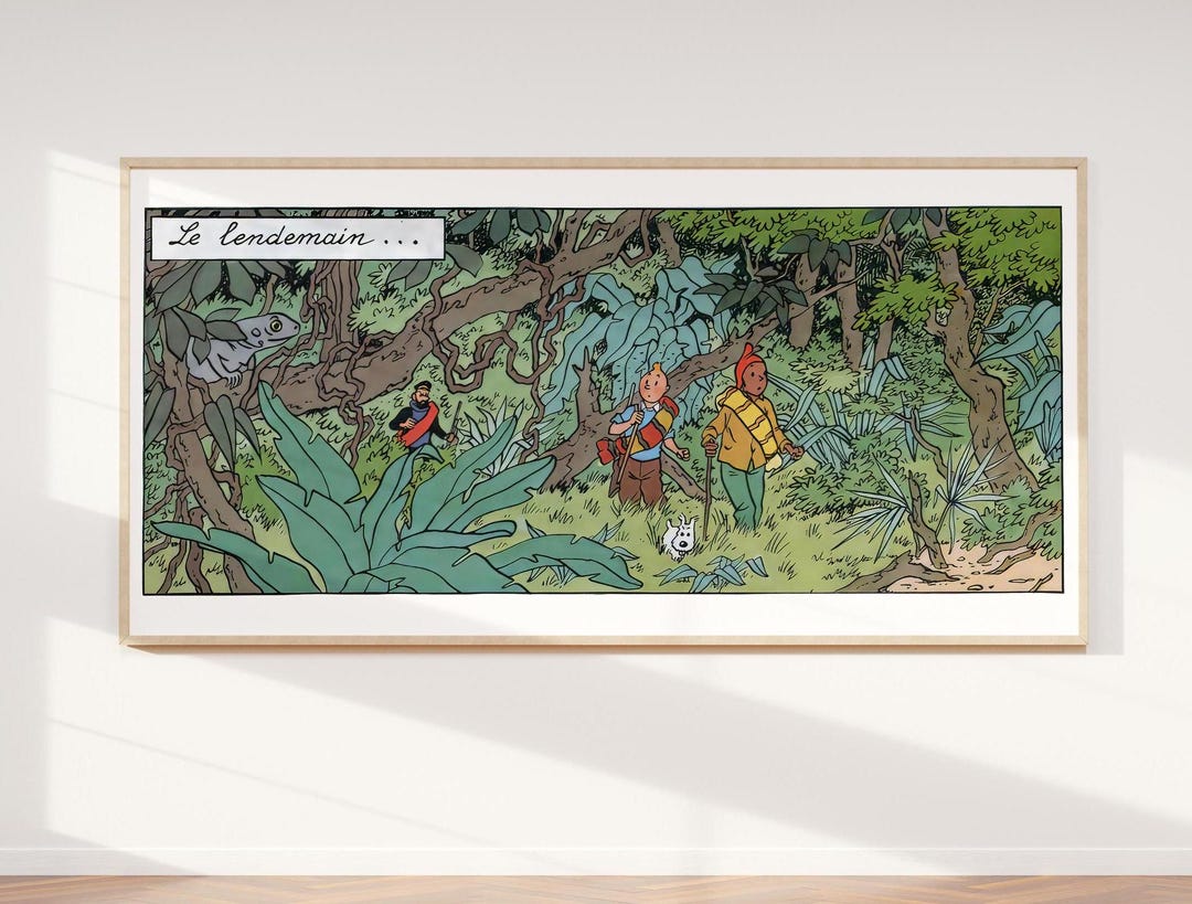 Tintin in the Jungle, Poster to Print and Frame, Very High Quality ...