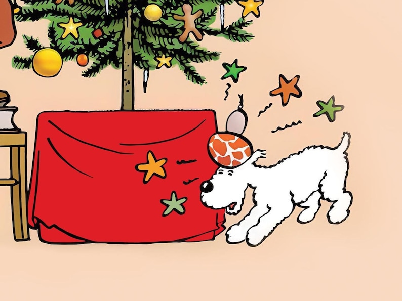 Tintin and Snowy Are Decorating the Christmas Tree, Poster. Comic Strip ...