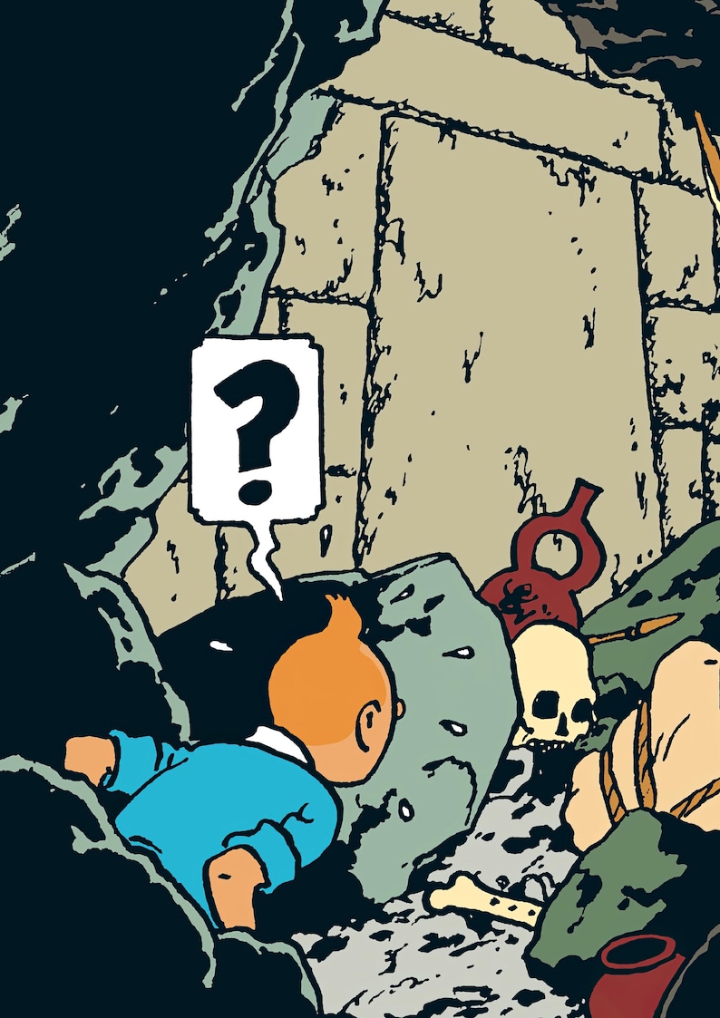 Tintin Surprised, the Temple of the Sun, Question Mark, Tintin Poster ...