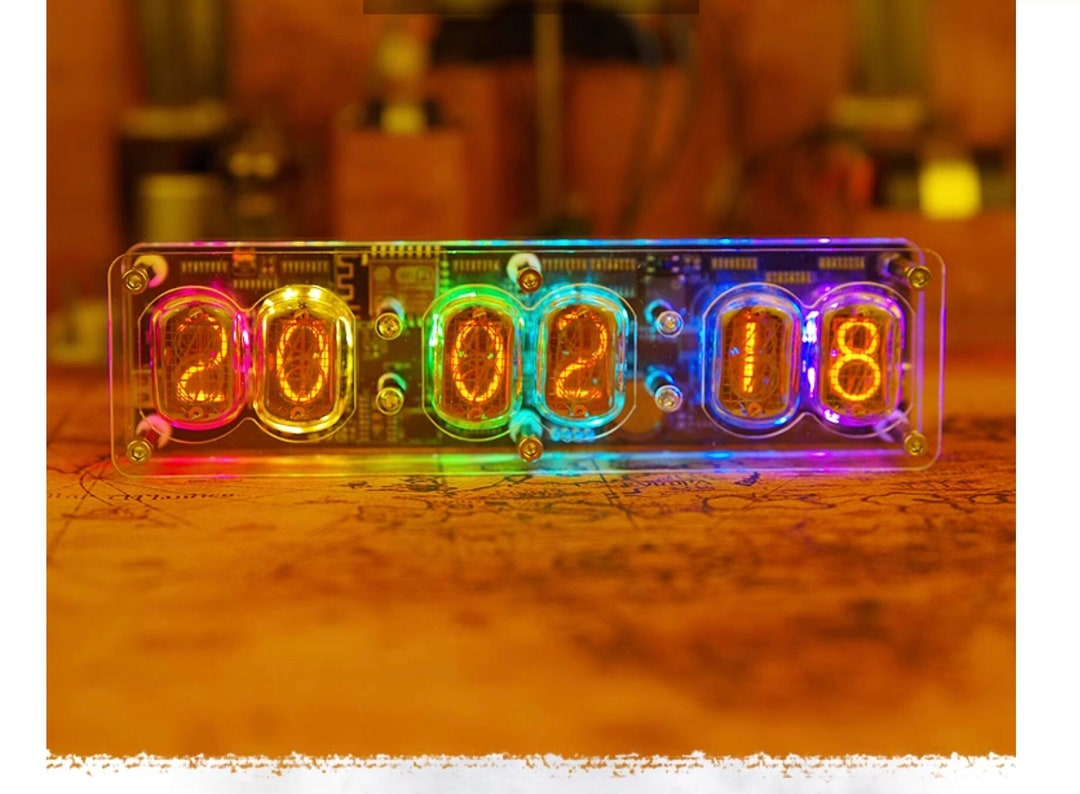 Cyberpunk Nixie Tube Clock With RGB Backlight, IN-12 Tubes, Table Lamp ...