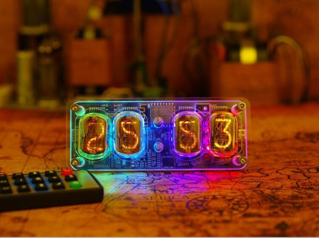 Cyberpunk Nixie IN-12 Tube Clock, 4-digit Warm Glow RGB LED Timepiece ...