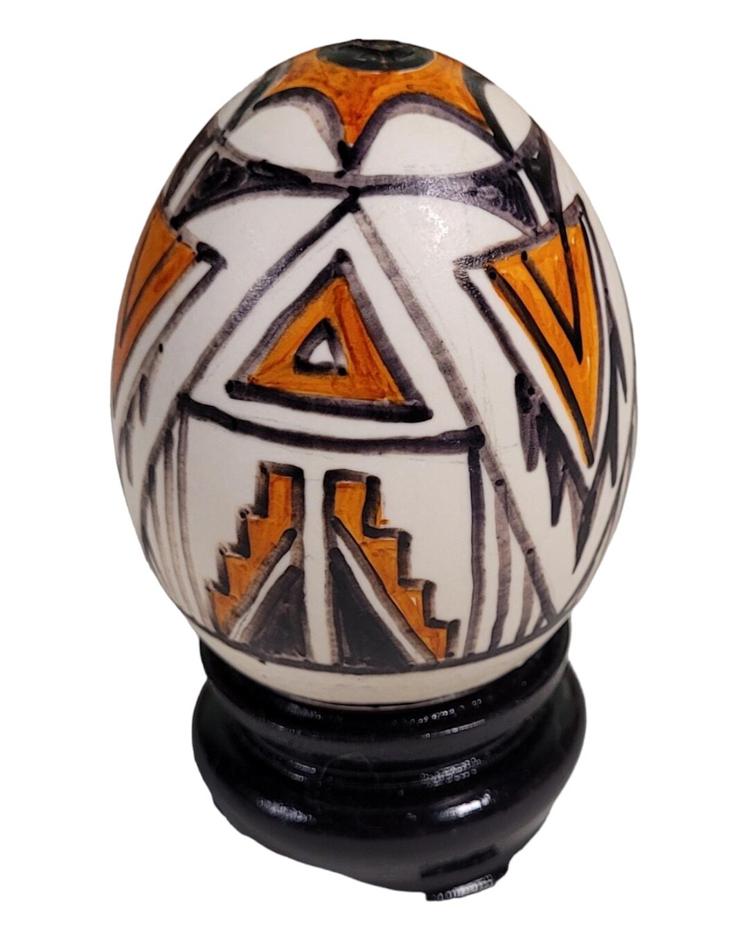 3.5" Eggshell White Terracotta Orange Acoma Pottery Egg Tribal ...