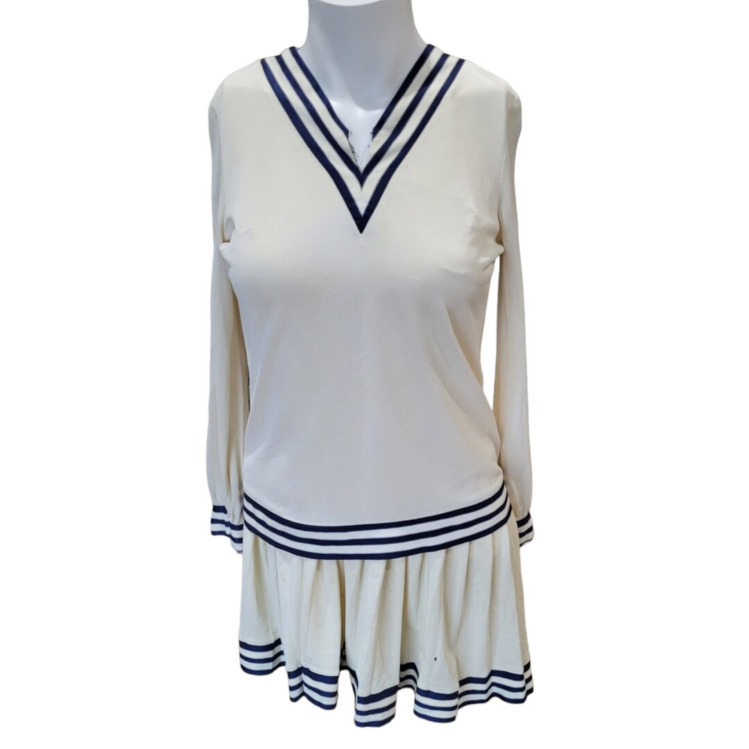 VINTAGE 1960 Susan Brett White Two Piece Fit & Flare Cheerleaders Dress ...