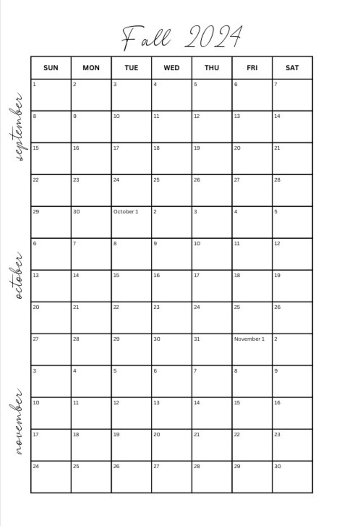 Fall 2024 Calendar - Etsy