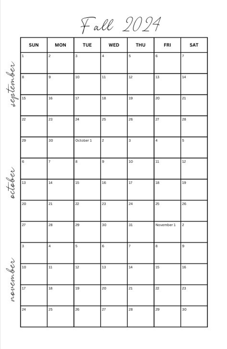 Fall 2024 Calendar - Etsy