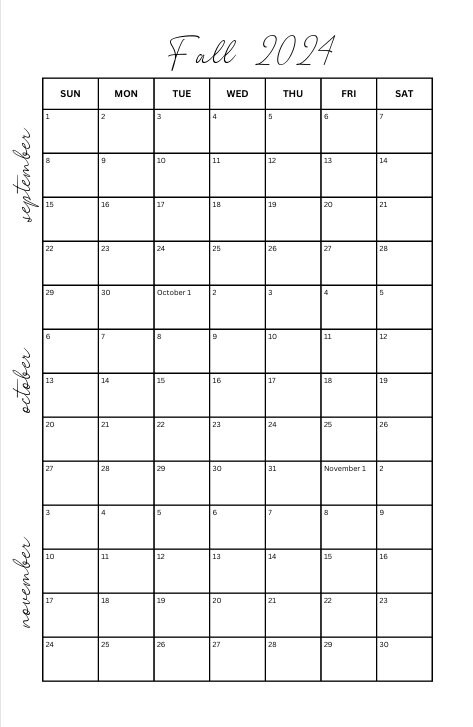Fall 2024 Calendar - Etsy