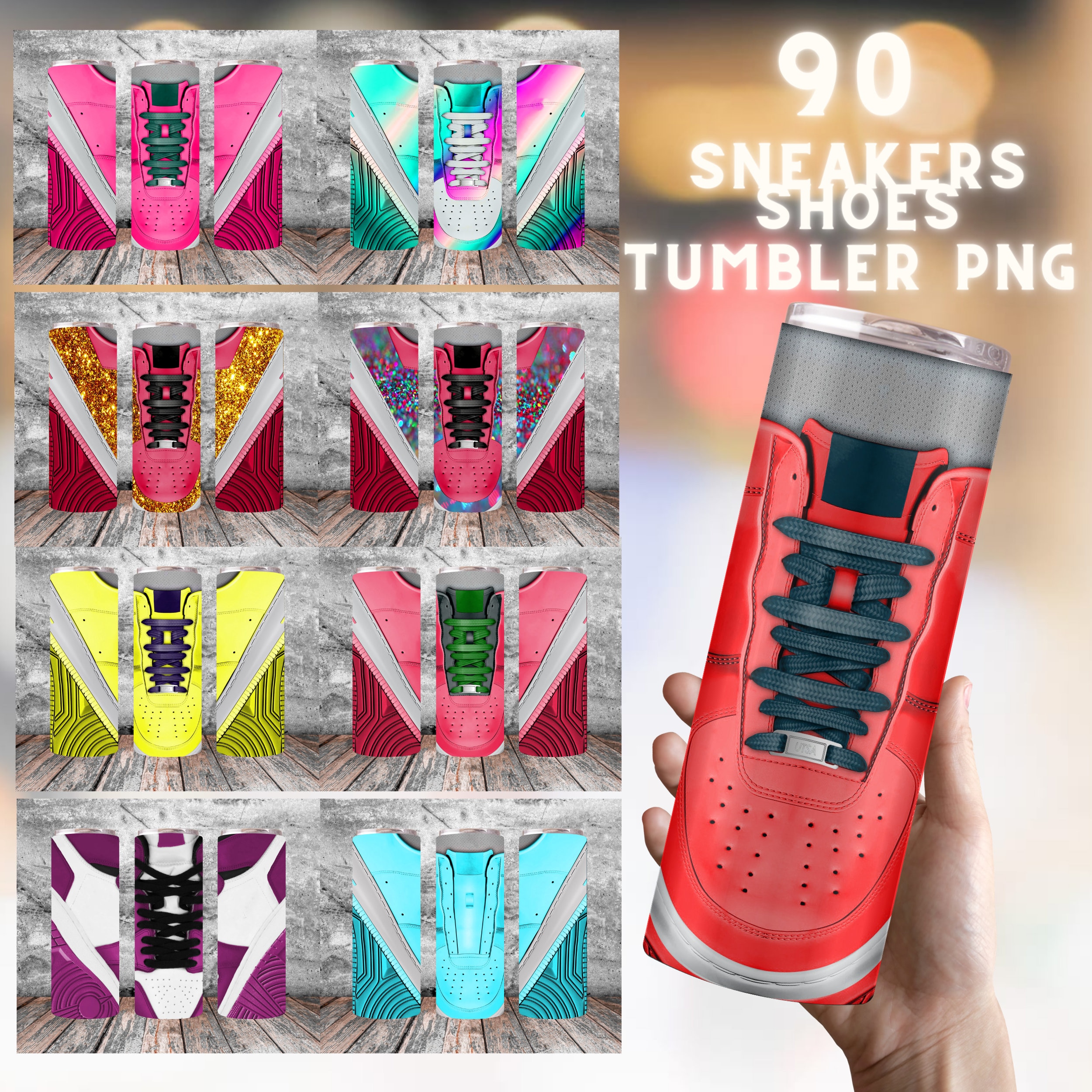 Sneakers Tumbler Wrap: 20oz Skinny Sublimation Design (PNG Digital ...