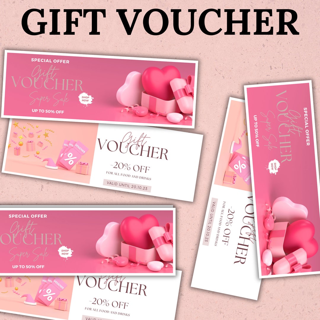 Pink Gift Voucher, Printable Voucher, Beauty Salon Gift, Spa Day ...