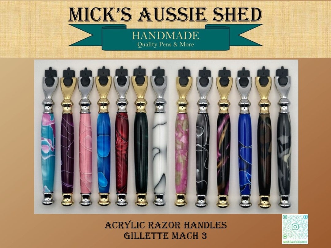 Handmade Acrylic Razor Handle - Suits Gillette MACH 3 Blades - Variety ...