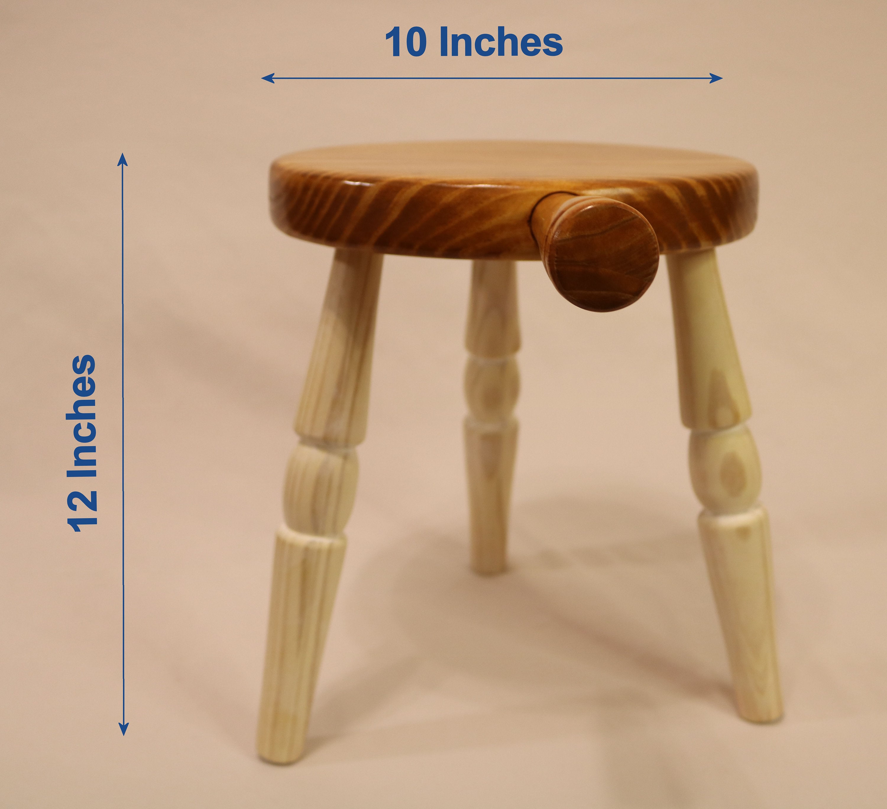 Vintage Style Three-legged Wood Milk Stool - Handmade Furniture Piece ...