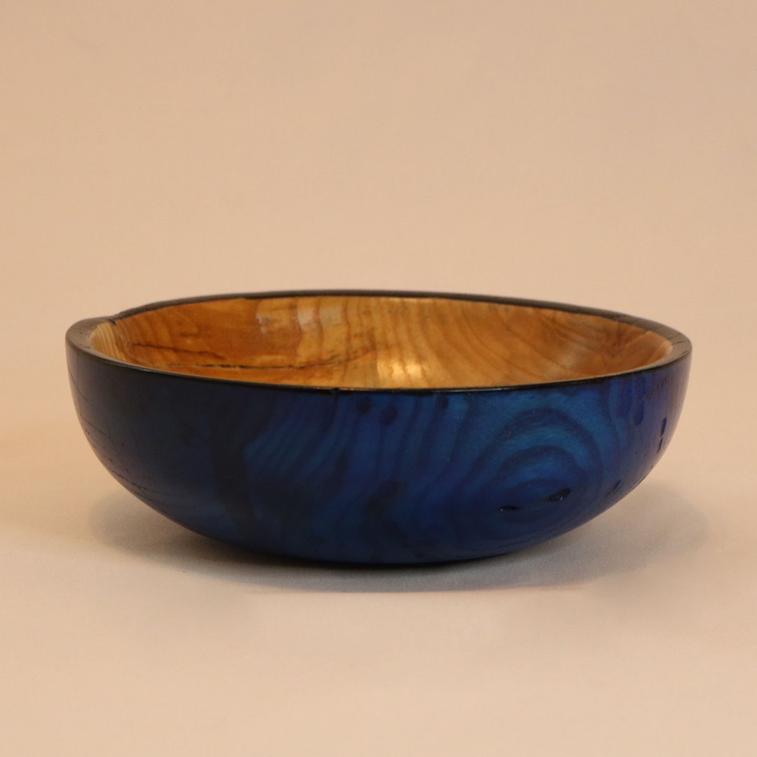 Elegant Blue Ash Wood Bowl Unique Handcrafted Centerpiece & Salad ...