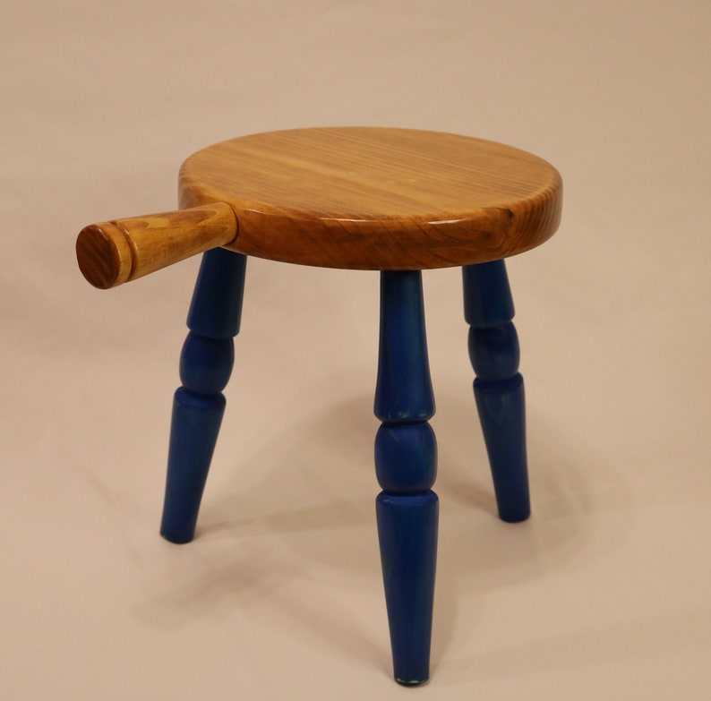 Vintage Style Three-legged Wood Milk Stool - Handmade Furniture Piece ...