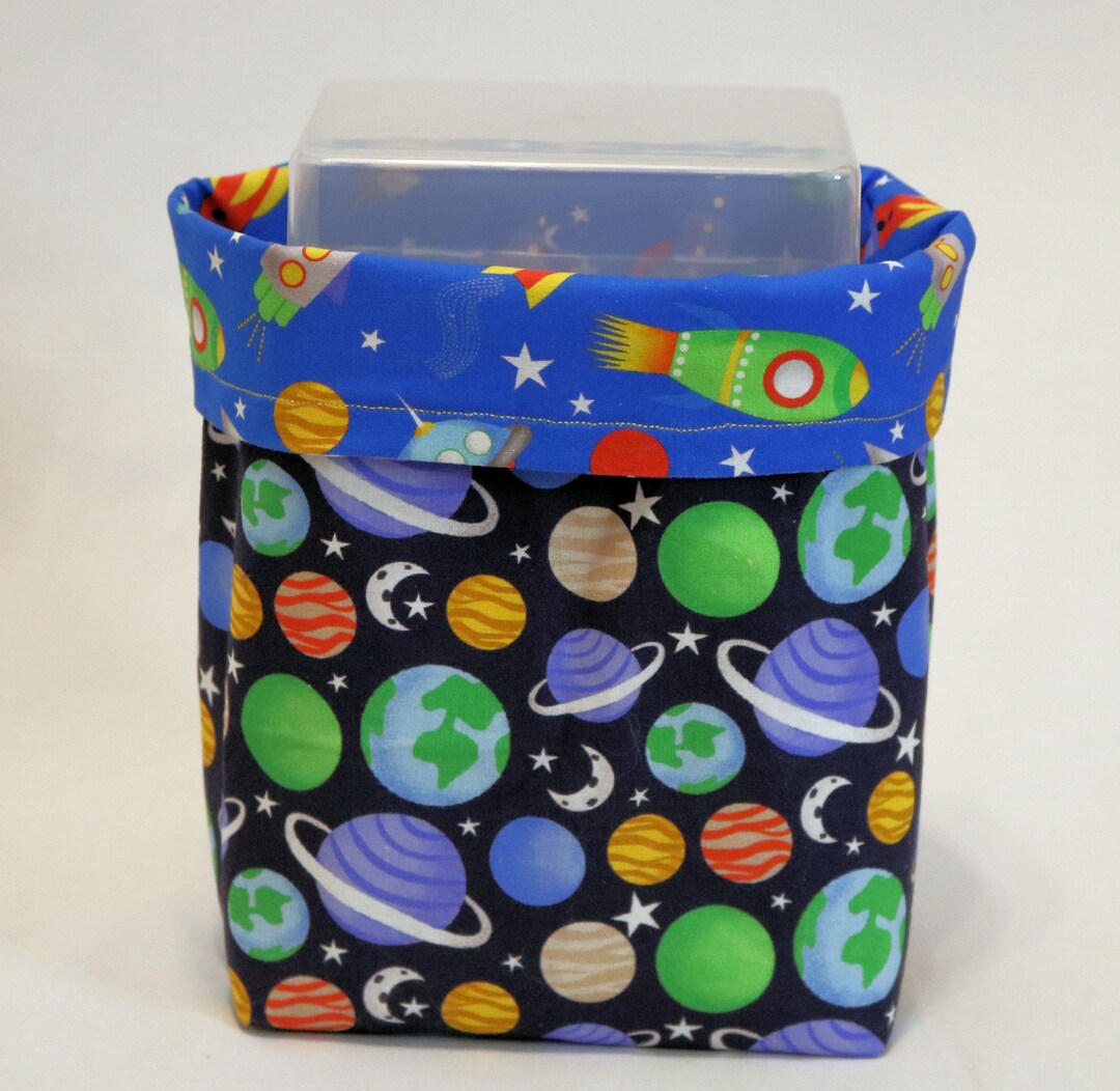 Galactic Fabric Bucket - Space Theme Storage Bin for Nursery Shelves ...