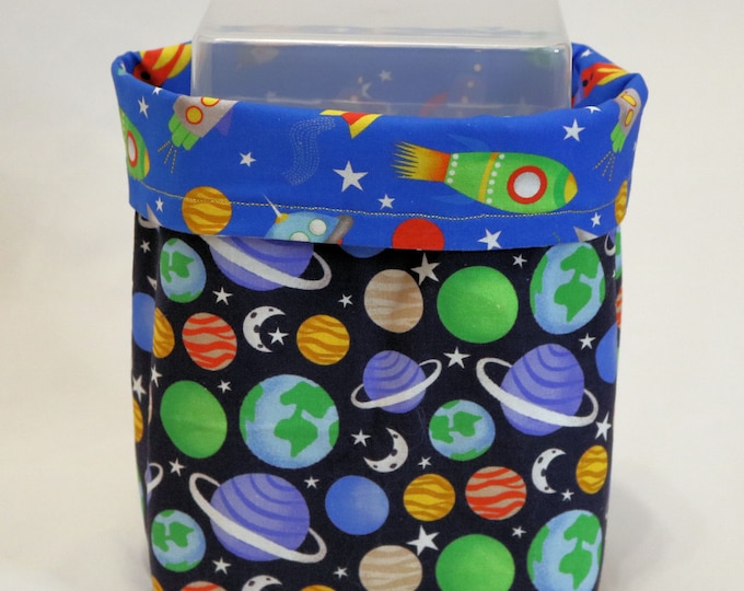 Galactic Fabric Bucket - Space Theme Storage Bin for Nursery Shelves ...