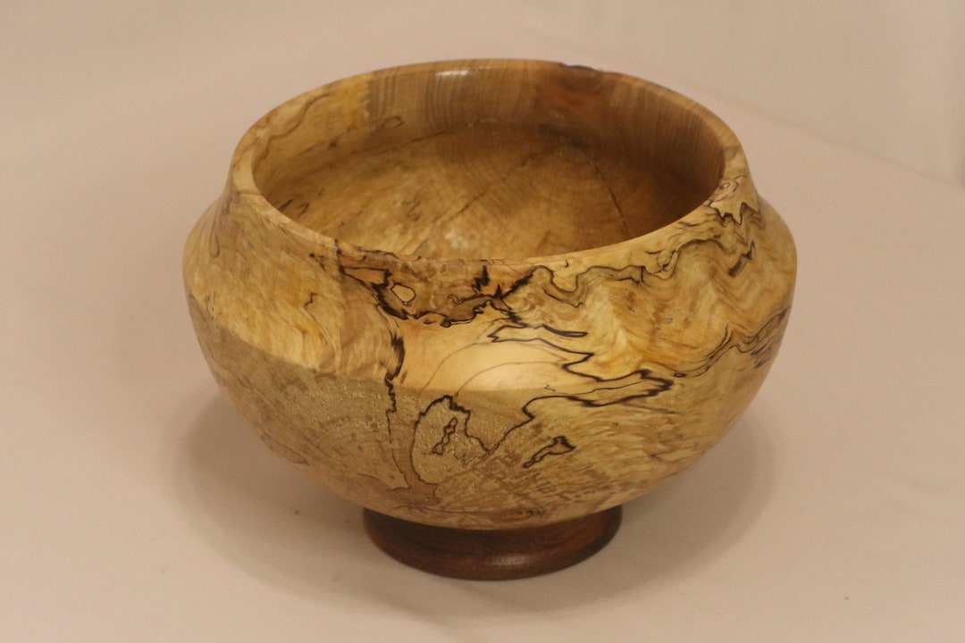 Spalted Ash Calabash Wood Bowl, Wood Bowl Handmade, Wood Turned Bowl ...
