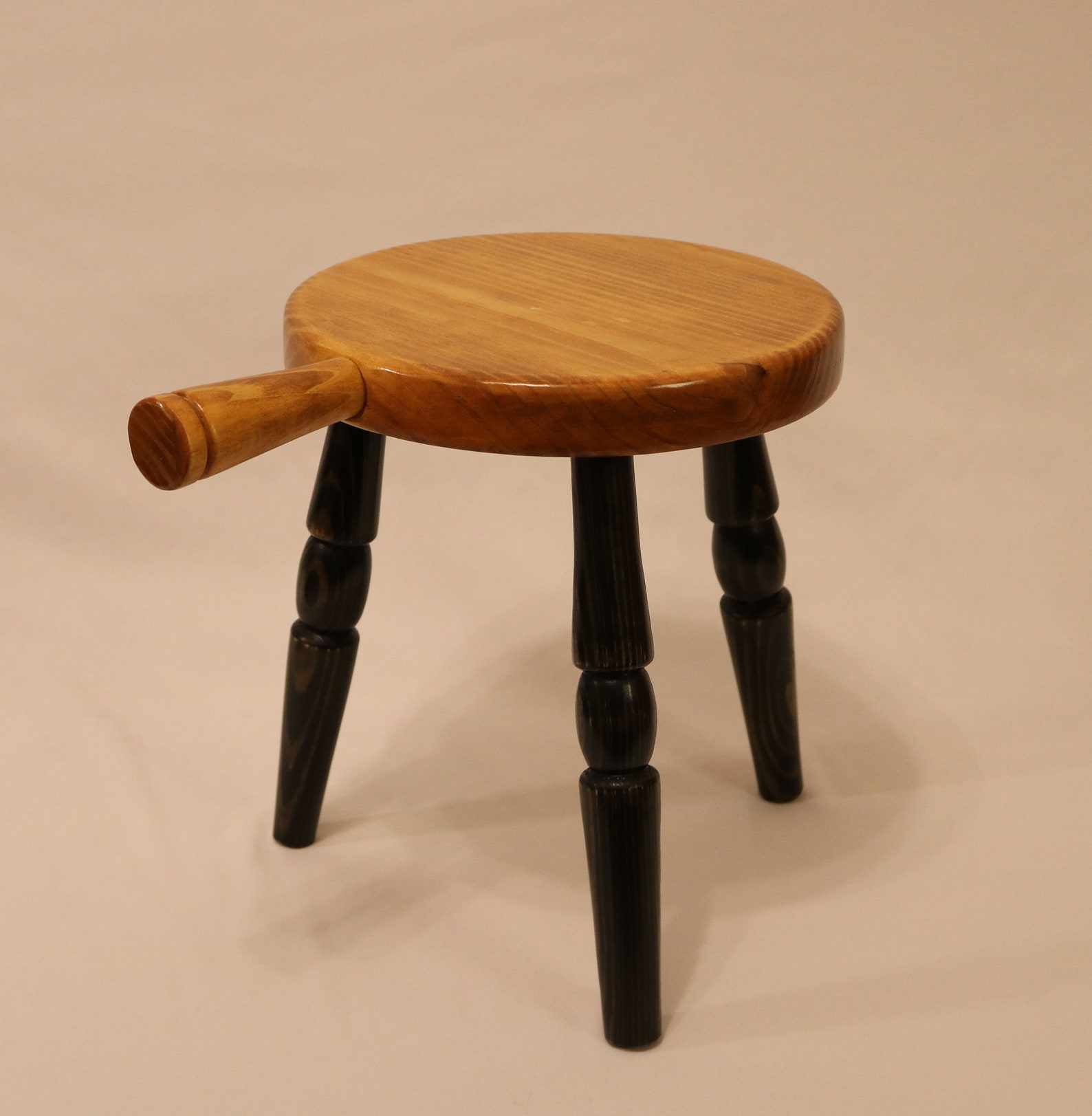 Vintage Style Three-legged Wood Milk Stool - Handmade Furniture Piece ...