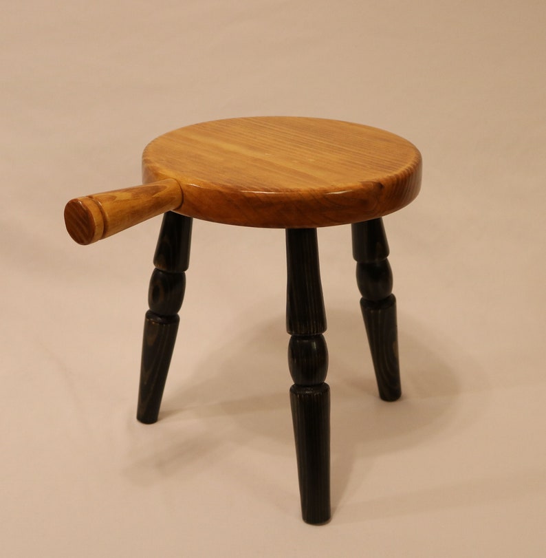 Vintage Style Three-legged Wood Milk Stool - Handmade Furniture Piece ...