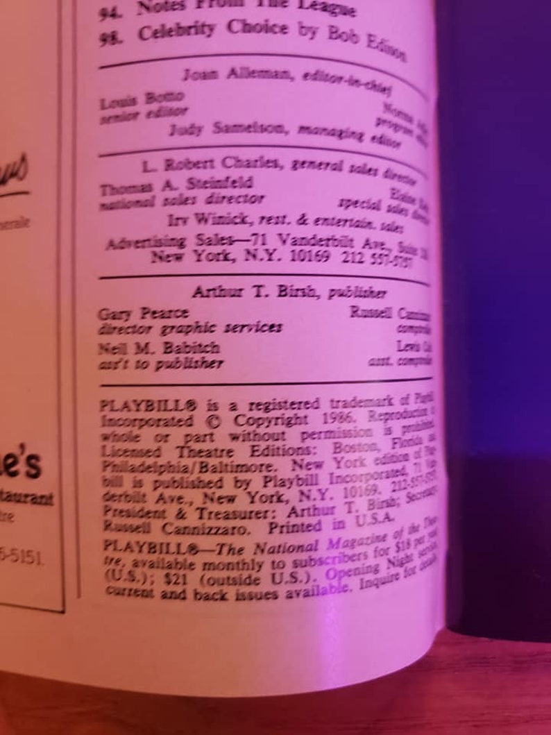 1986 Playbill - Plymouth Theatre - the House of Blue Leaves - Vintage ...
