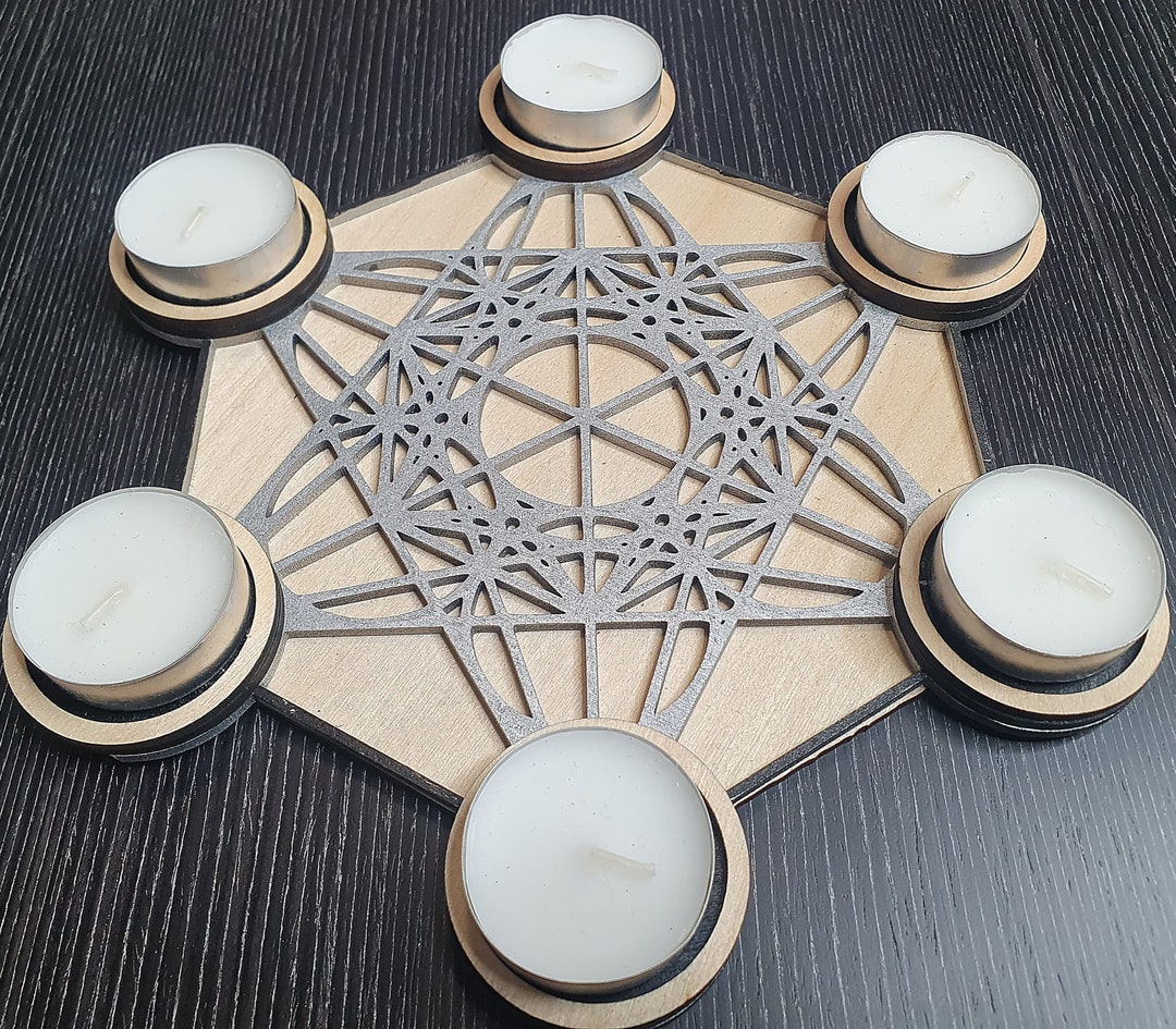 Handmade Wooden Candle Holder Metatron Hand-colored Possibility of ...
