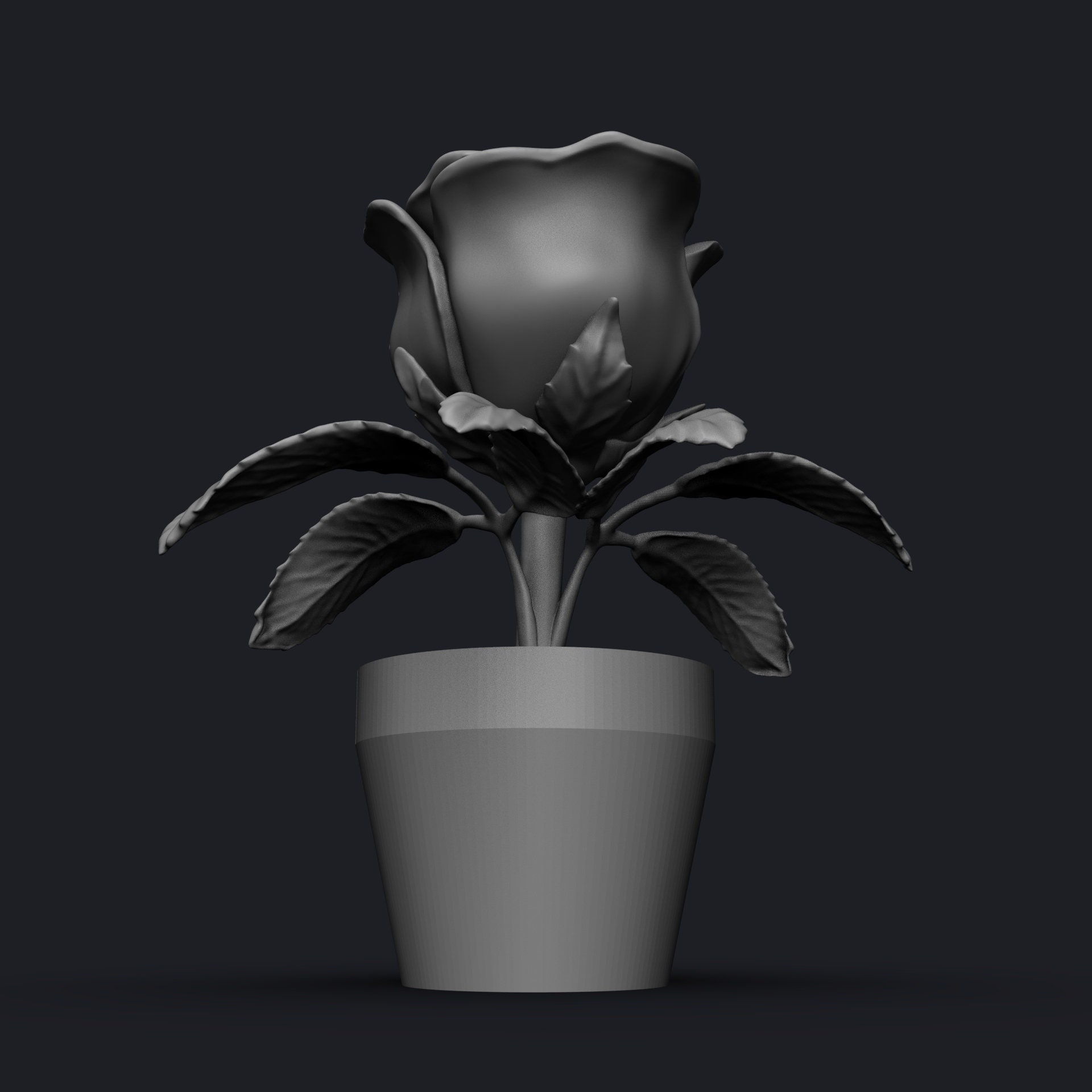 Rose in a Pot STL Printable File - Etsy