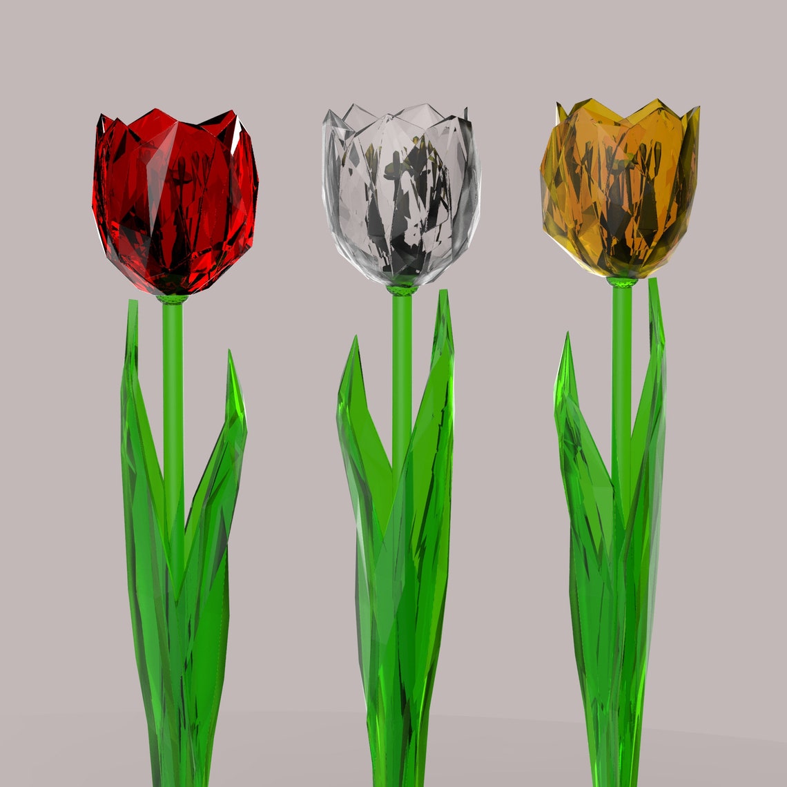 Tulip Flower in Low Poly Style Stl Digital File - Etsy