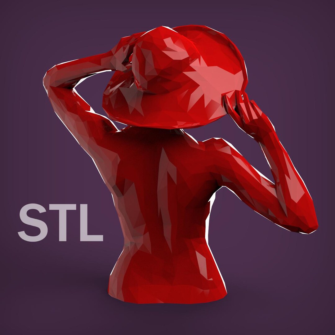 Woman in Hat in Low Poly Style STL Digital File for 3d Printing - Etsy