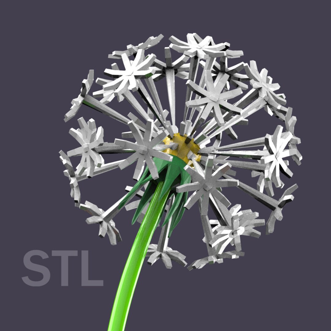 Dandelion in Low Poly Style Stl Digital File - Etsy