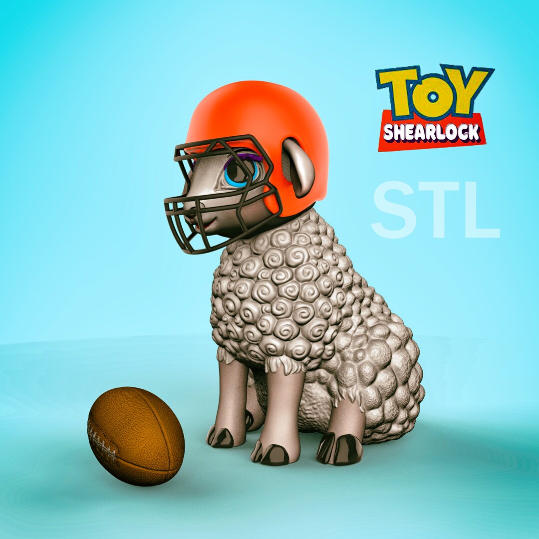 Cute Little Lamb With a Football Helmet and Ball STL Digital File for ...