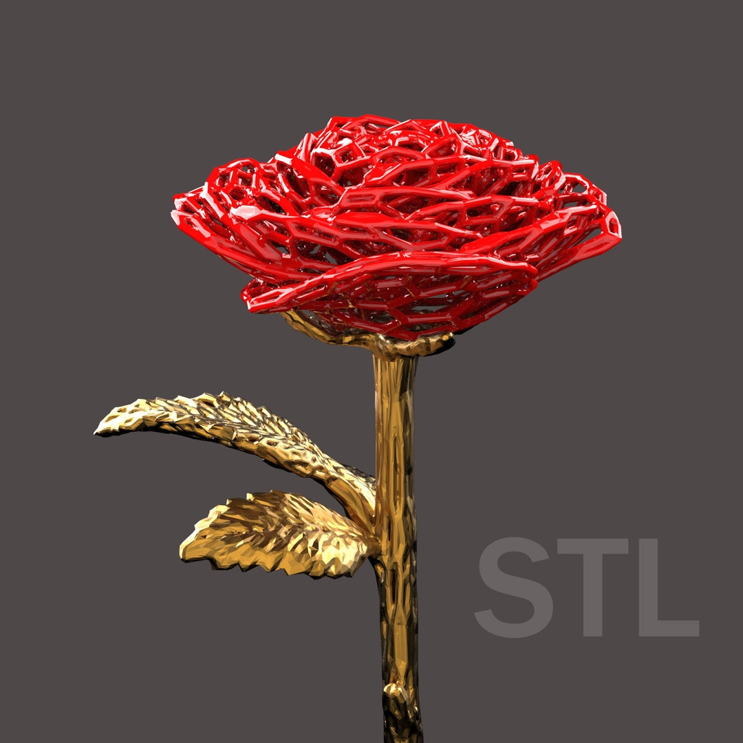 3D Printing Rose Voronoi Style Stl Digital File - Etsy