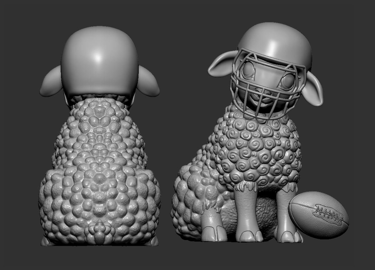Cute Little Lamb With a Football Helmet and Ball STL Digital File for ...