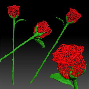 3D Printing Rose Voronoi Style Stl Digital File - Etsy