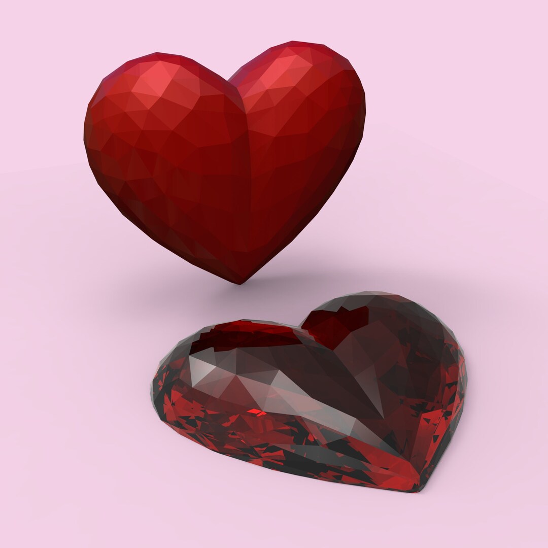 Heart in 3d Low Poly Style Stl - Etsy