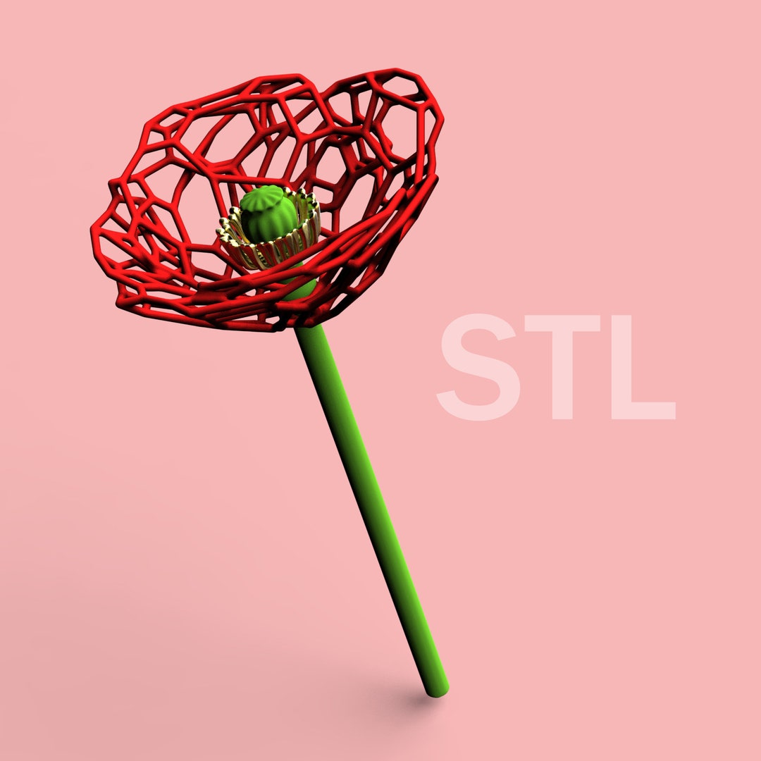 Poppy Flower in Voronoi Style Stl Digital File for 3D Printing - Etsy