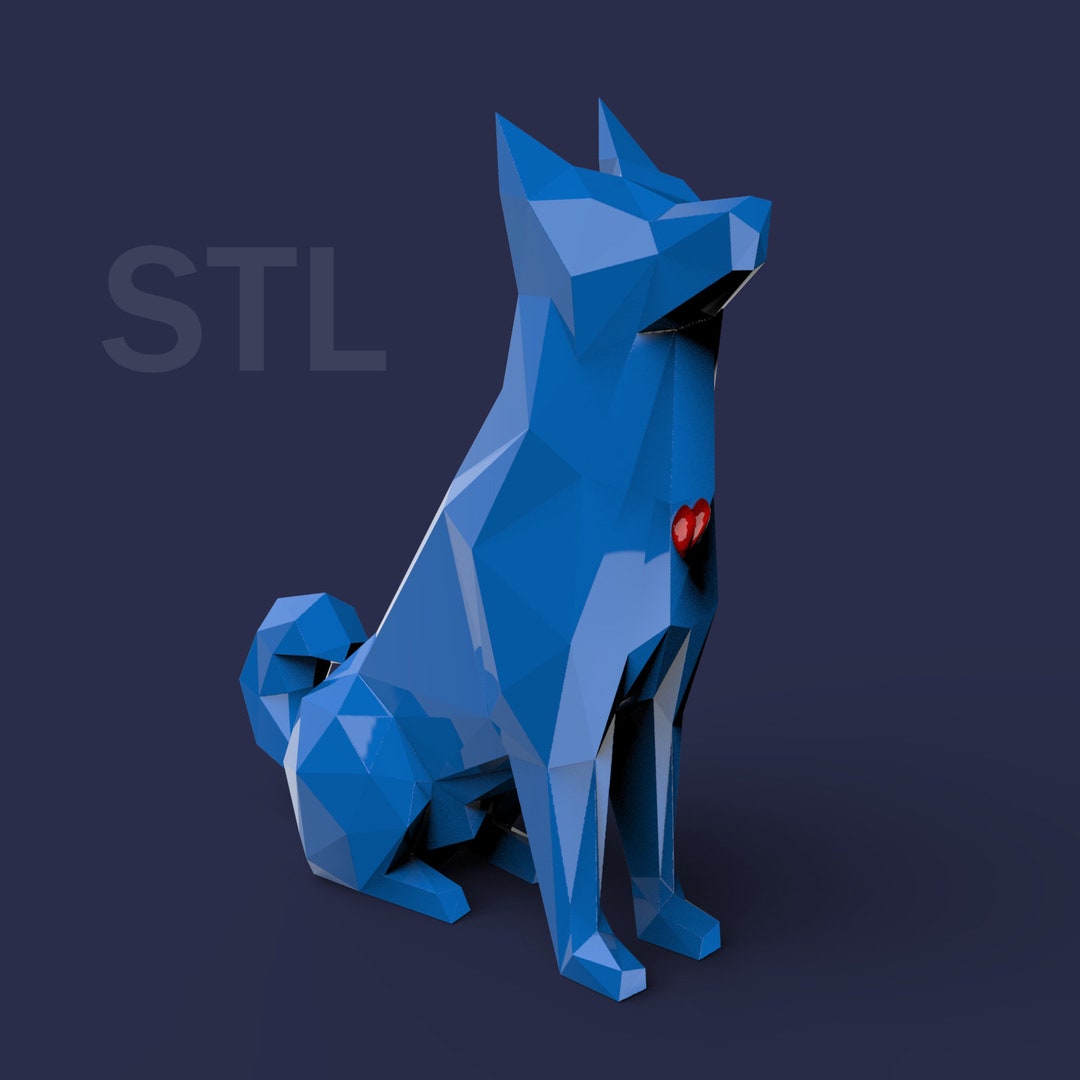 Dog With Heart Low Poly STL Digital File for 3D Printing - Etsy