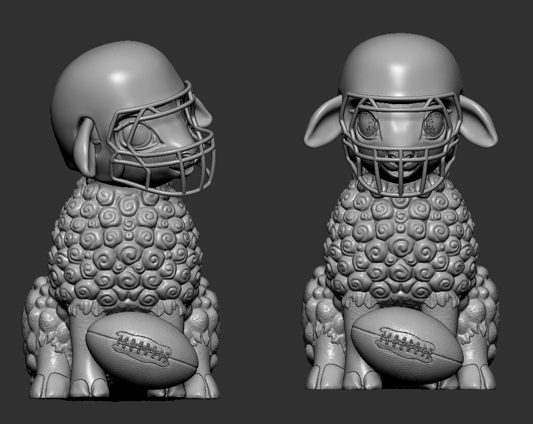 Cute Little Lamb With a Football Helmet and Ball STL Digital File for ...