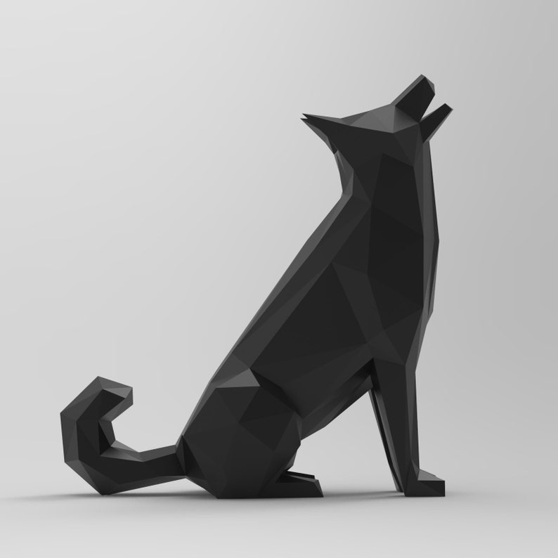 Wolf Howls at the Moon Low Poly STL Digital File for 3D Printing - Etsy