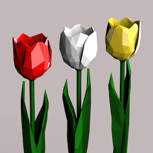 Tulip Flower in Low Poly Style Stl Digital File - Etsy