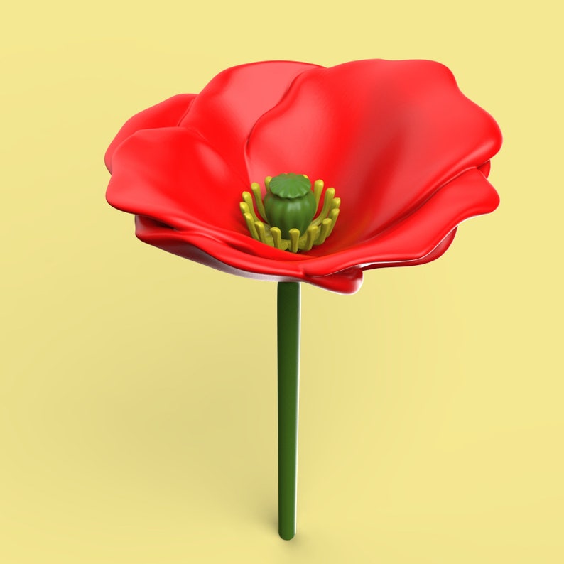 Poppy Flower Stl Digital File for 3D Printing - Etsy