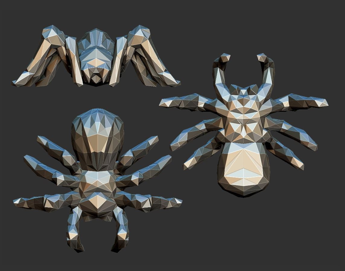 Spider in Low Poly Style STL Digital File for 3D Printing - Etsy