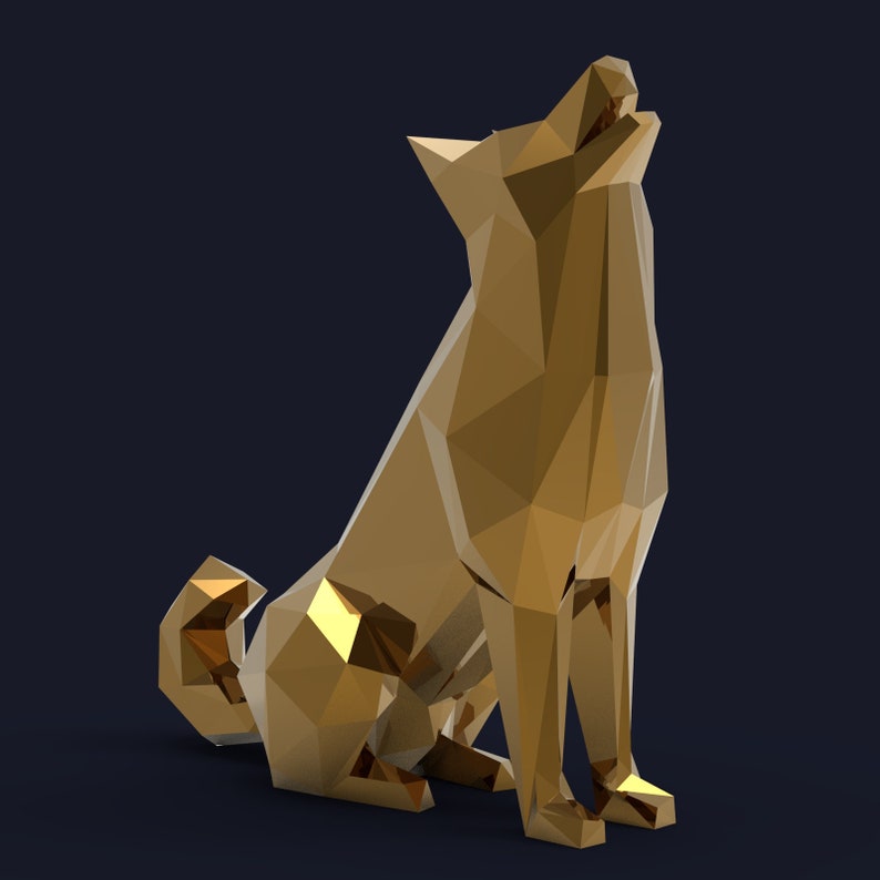 Wolf Howls at the Moon Low Poly STL Digital File for 3D Printing - Etsy