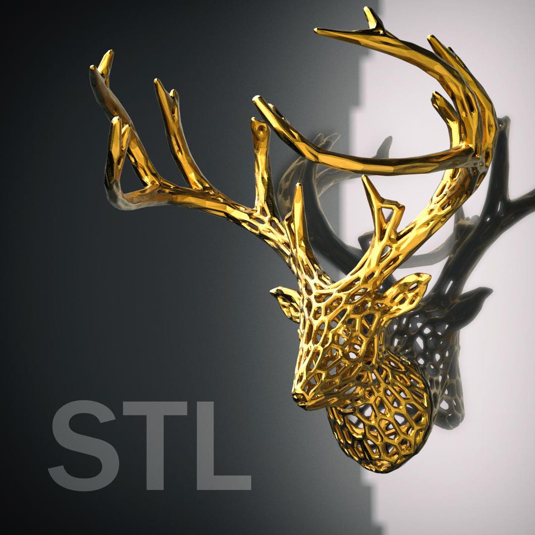 Golden Deer Head in Voronoi Style STL Digital File for 3D Printing - Etsy