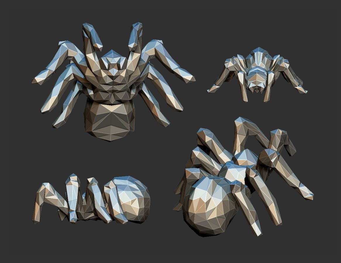 Spider in Low Poly Style STL Digital File for 3D Printing - Etsy