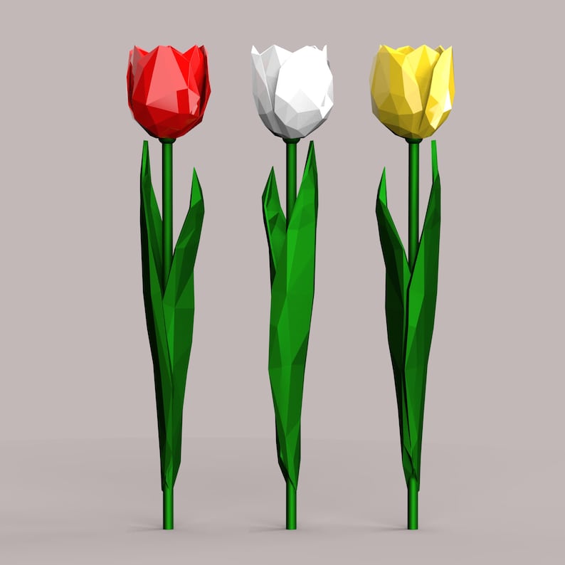 Tulip Flower in Low Poly Style Stl Digital File - Etsy