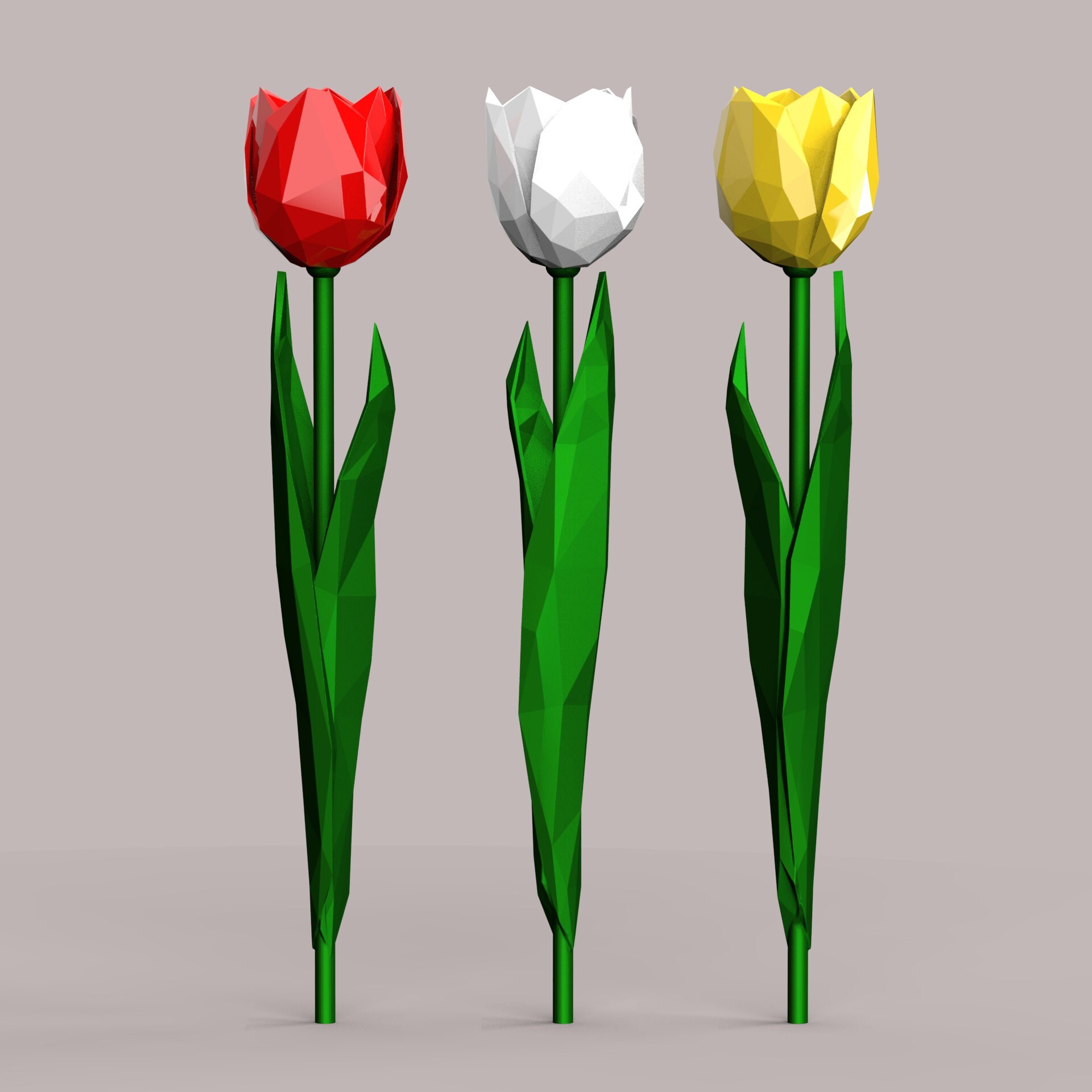 Tulip Flower in Low Poly Style Stl Digital File - Etsy