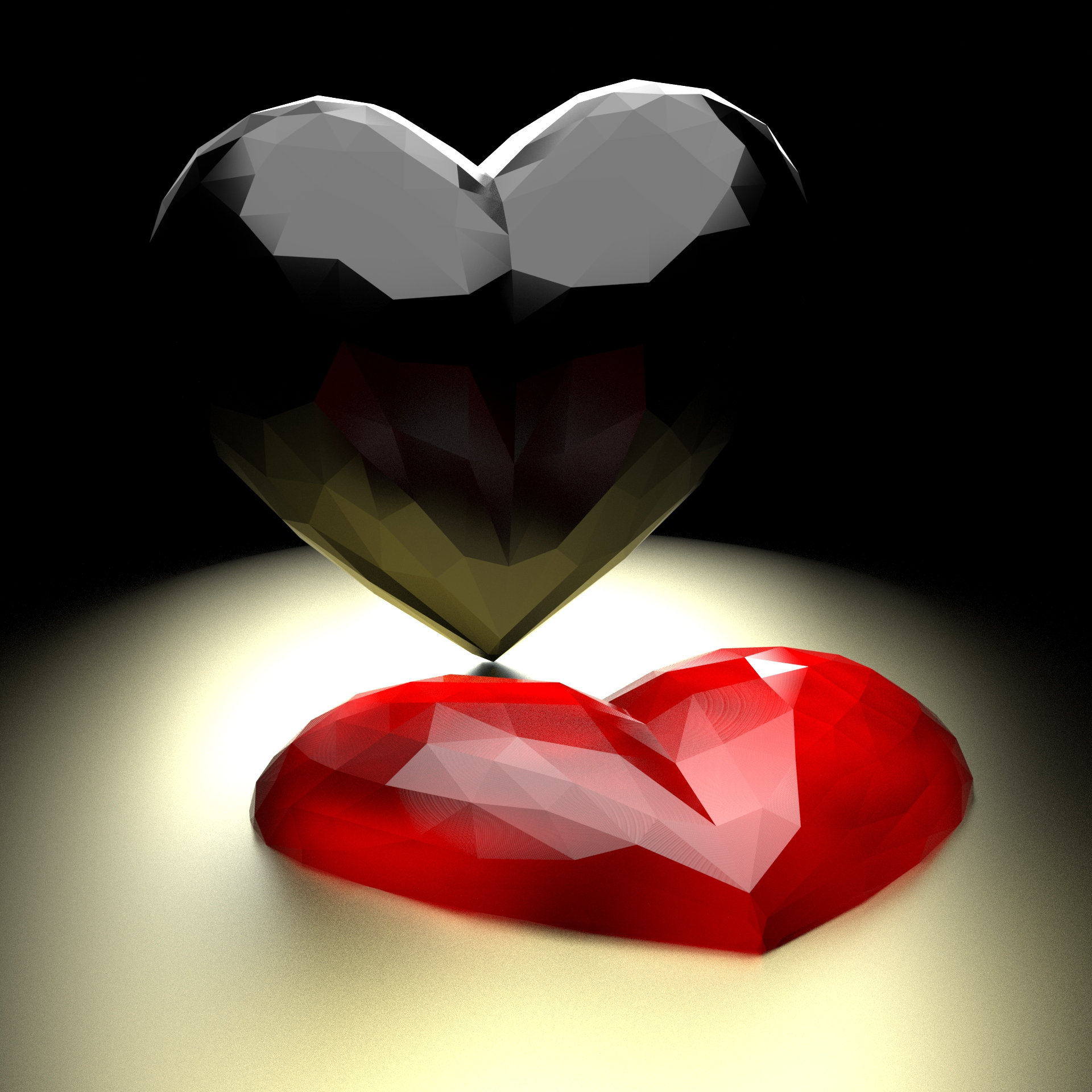 Heart in 3d Low Poly Style Stl - Etsy