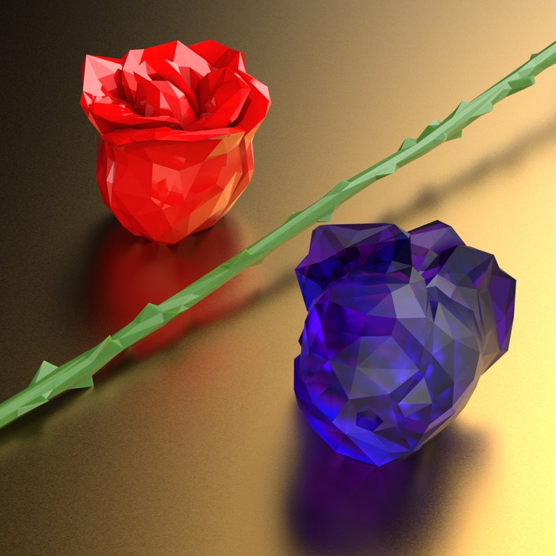 3D Printing Rose Lowpoly Digital Printable Stl File - Etsy