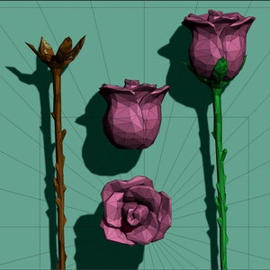 3D Printing Rose Lowpoly Digital Printable Stl File - Etsy
