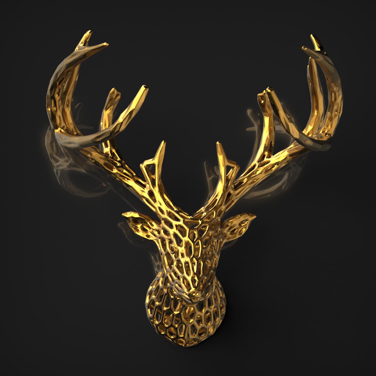 Golden Deer Head in Voronoi Style STL Digital File for 3D Printing - Etsy