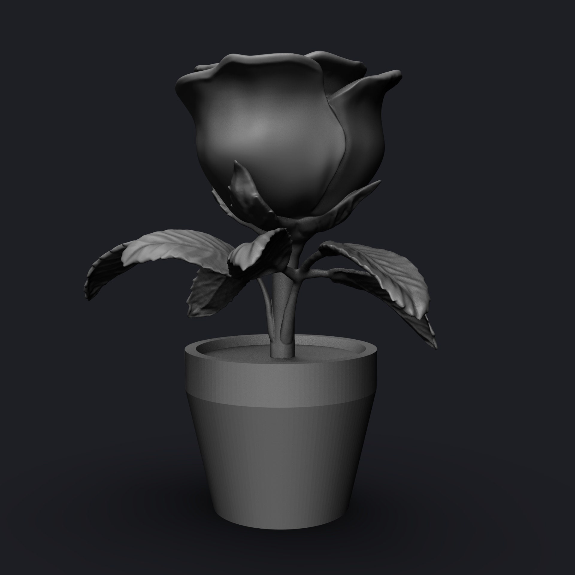 Rose in a Pot STL Printable File - Etsy